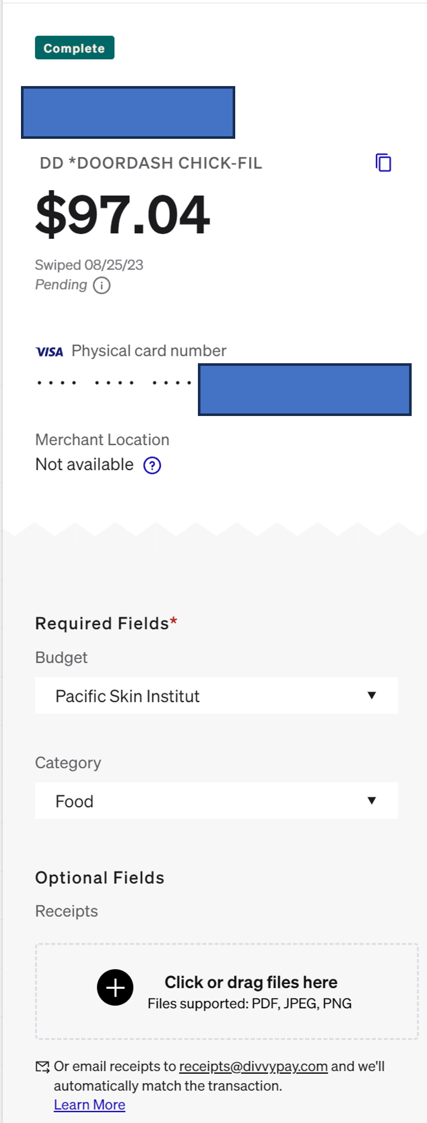 Reimbursement: Divvy Company Issued Card – CareDesk
